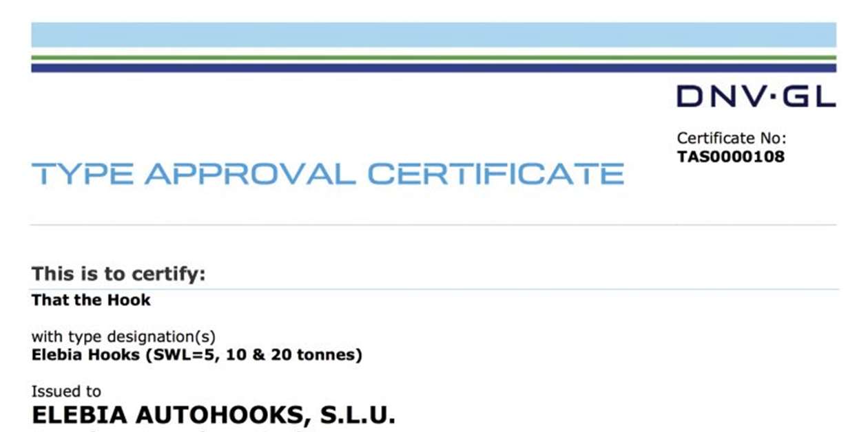 DNV GL certification for automatic hooks - KHL Group